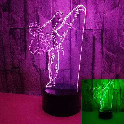 China OEM picture logo memento kung fu Taekwondo 3D LED night lights Gift custom 3D small table lamp Campus gift supplier