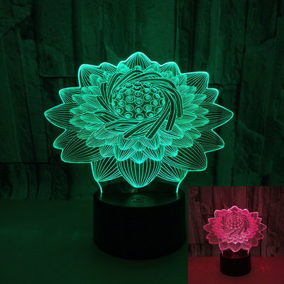 China New Lotus flower custom OEM words picture 3D night Light LED Creative gift Desktop Table Lamp supplier